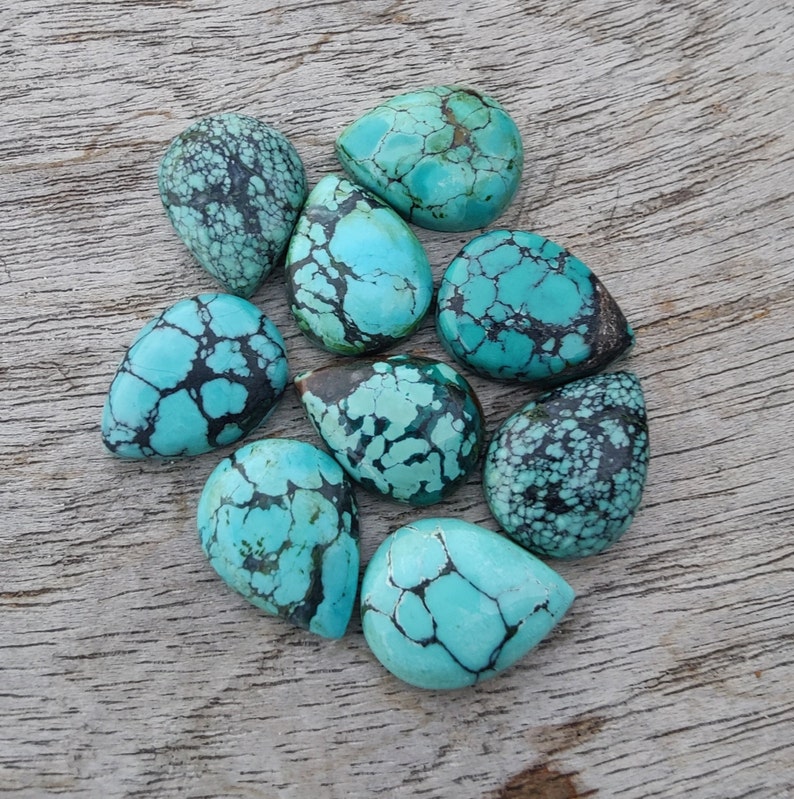 Natural Tibetan Turquoise Cabochon: AAA+ Teardrop Pear Calibrated ...