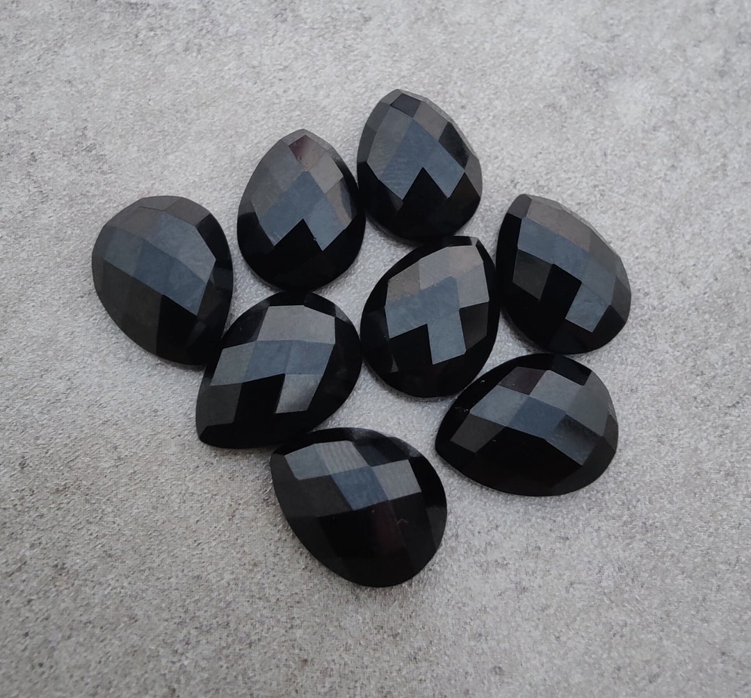 Natural Black Onyx Pear Shape Checker Cut Calibrated Teardrop Shape Top ...