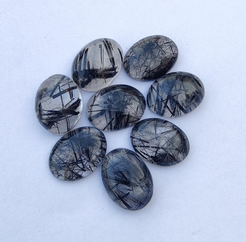AAA+ Black Rutile Cabochon: Oval Gemstone, Calibrated Sizes - Etsy