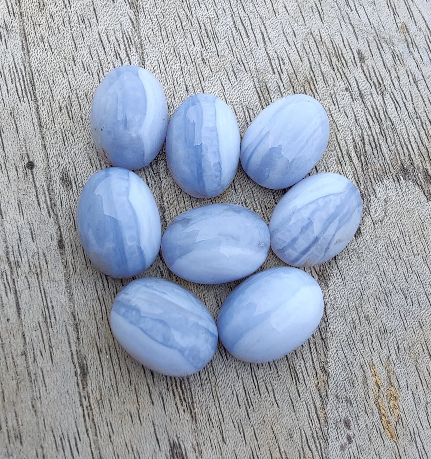 Natural Blue Lace Agate Oval Shape Cabochon Flat Back AAA Quality ...