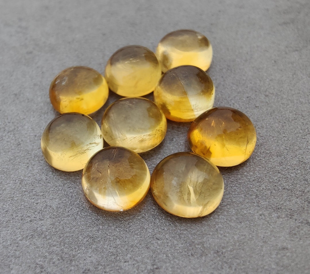 AAA+ Quality Natural Citrine Round Shape Cabochon Flat Back Calibrated ...