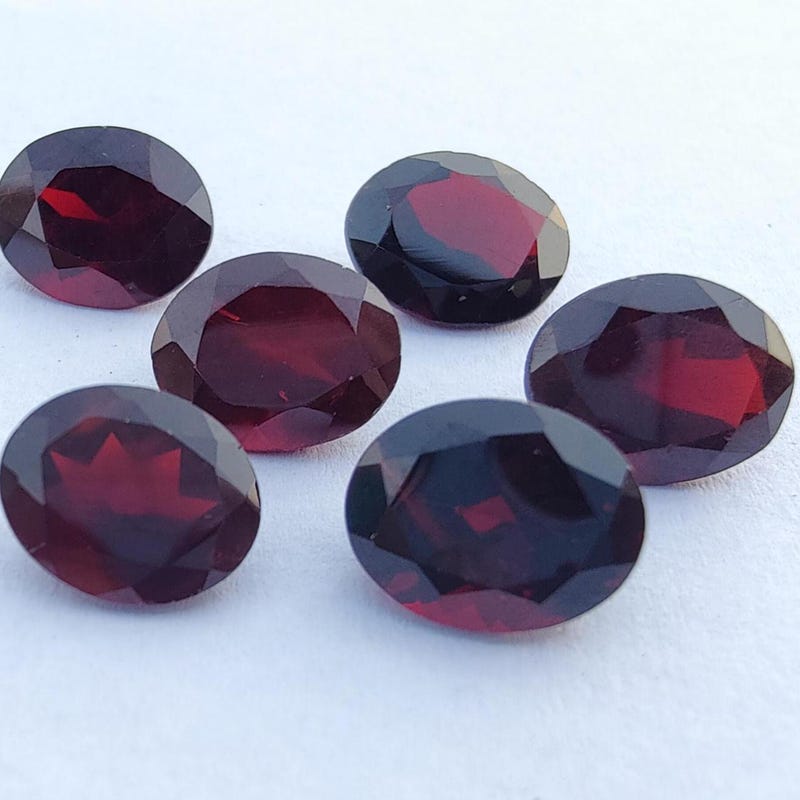 Garnet Oval Gem Earrings - Etsy