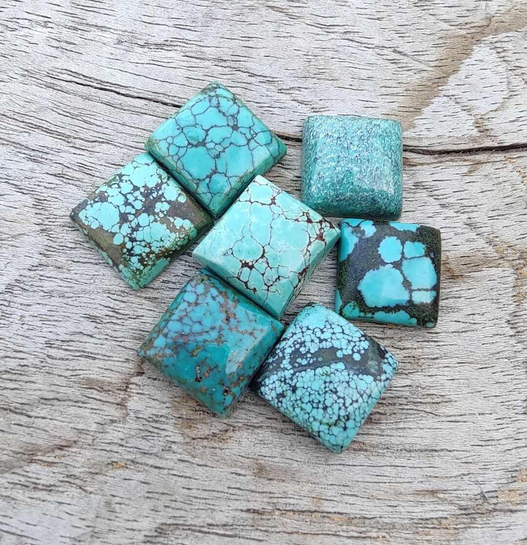 Natural Tibetan Turquoise Square Shape Cabochon Flat Back AAA+ Quality ...
