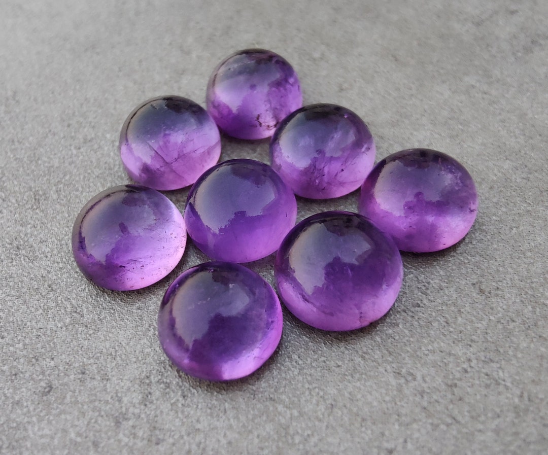 AAA+ Amethyst Cabochon: Round Shape Flat Back Calibrated Gemstones - Etsy