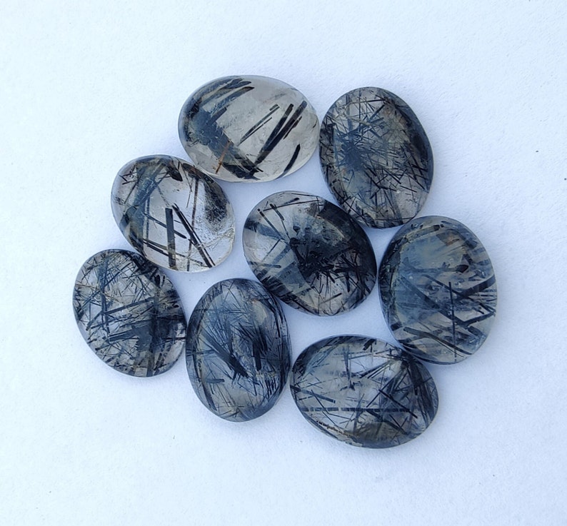 AAA+ Black Rutile Cabochon: Oval Gemstone, Calibrated Sizes - Etsy