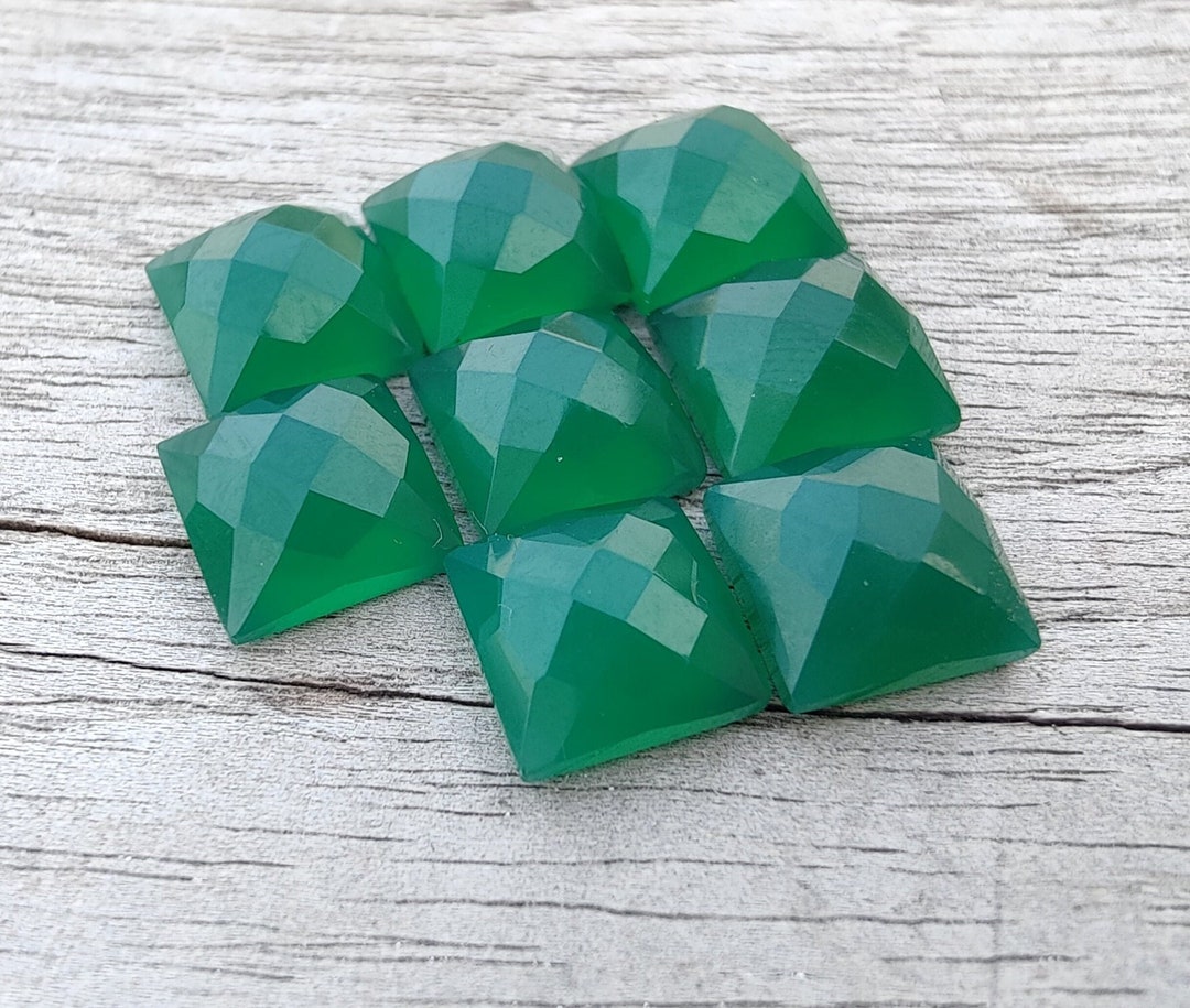 AAA+ Green Onyx : Square Shape Checker Cut, Calibrated Gemstones - Etsy