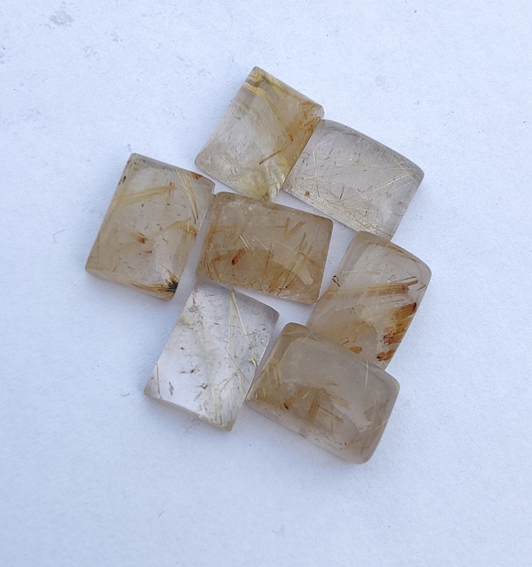 Natural Golden Rutile Rectangle Shape Cabochon AAA+ Quality Flat Back ...