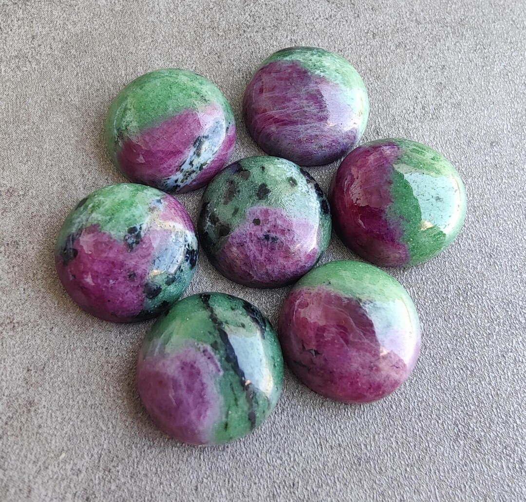 Natural Ruby Zoisite Round Shape Cabochon Flat Back Calibrated High Quality Wholesale Gemstones ...