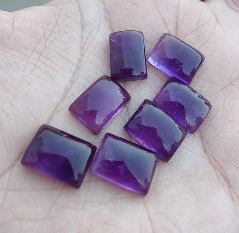 Natural Amethyst Rectangle Shape Cabochon Flat Back: AAA+ Quality ...