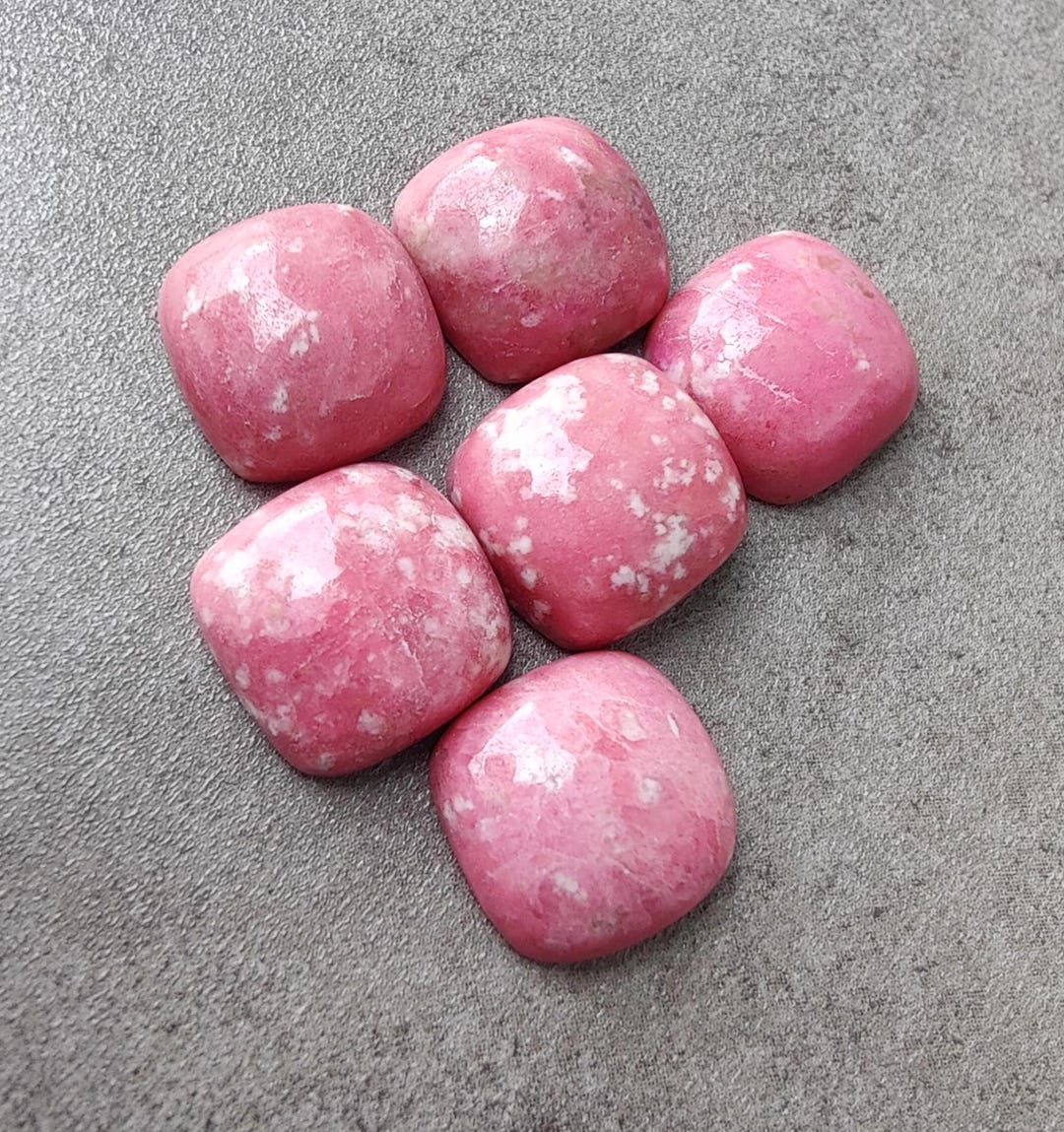 AAA+ Natural Thulite Cabochon: Pink Square Cushion Flat Back Calibrated ...