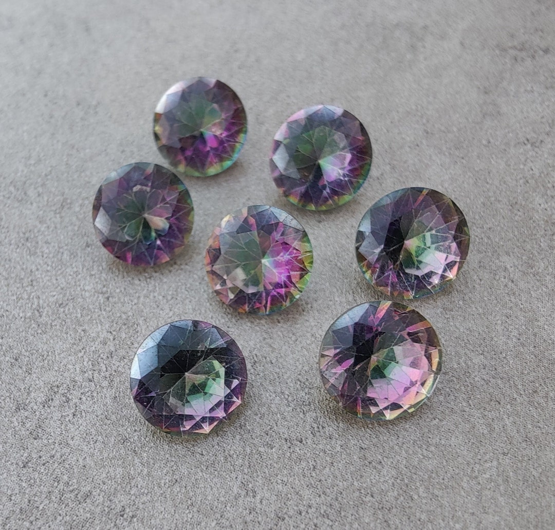 Top Grade Natural Mystic Quartz Round Shape Faceted Cut Calibrated ...