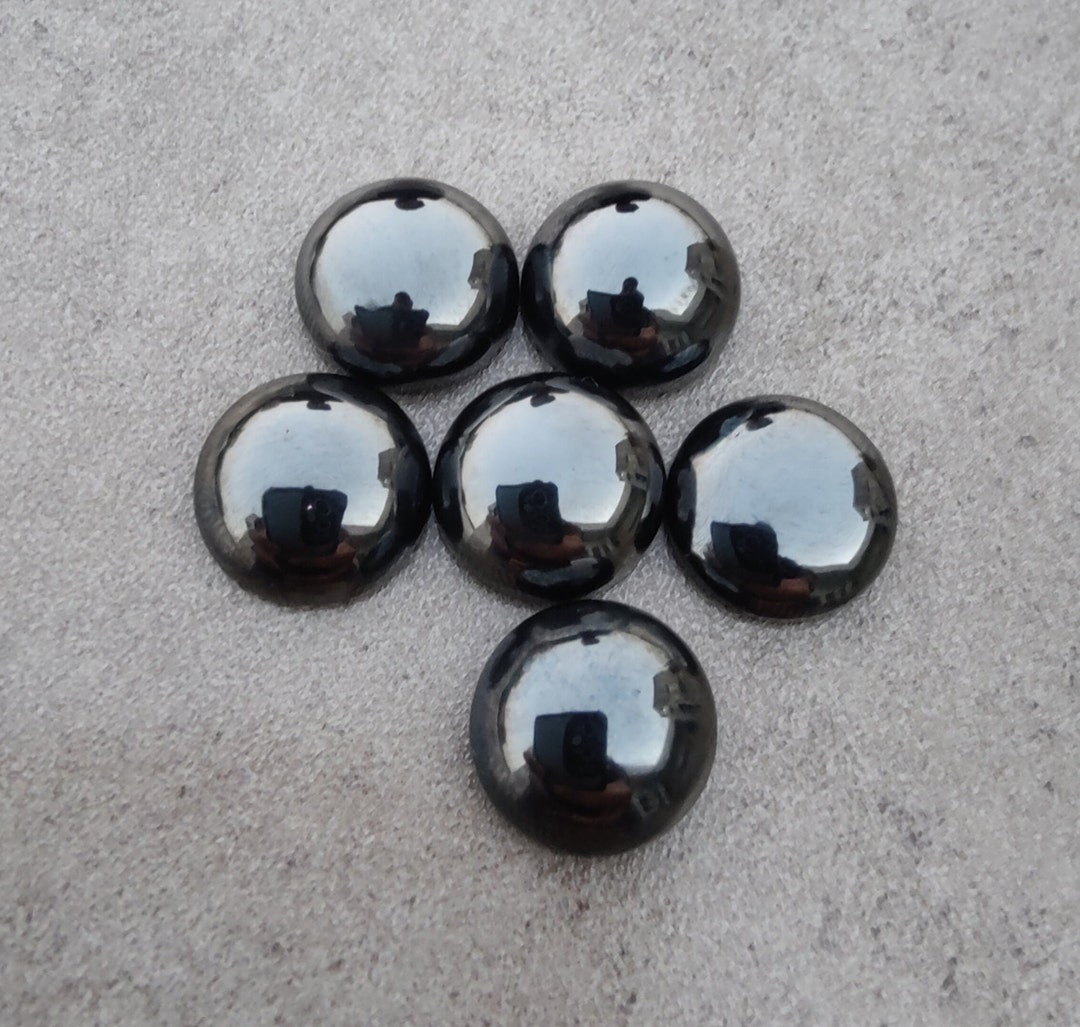 AAA+ Natural Hematite Cabochon: Round Flat Back Calibrated Gemstone - Etsy