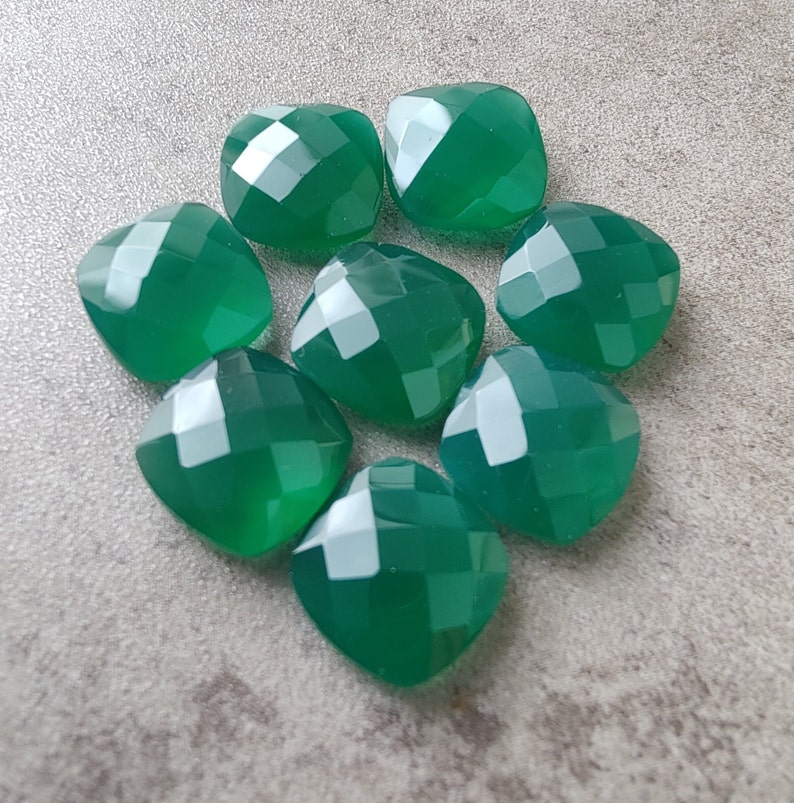 Green Onyx Gemstone: Square Cushion Shape Briolette Checker Cut, AAA+ ...