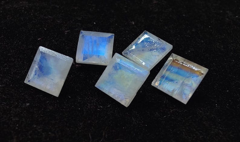 Rainbow Moonstone Gemstone: Square Faceted AAA+ Quality Calibrated ...