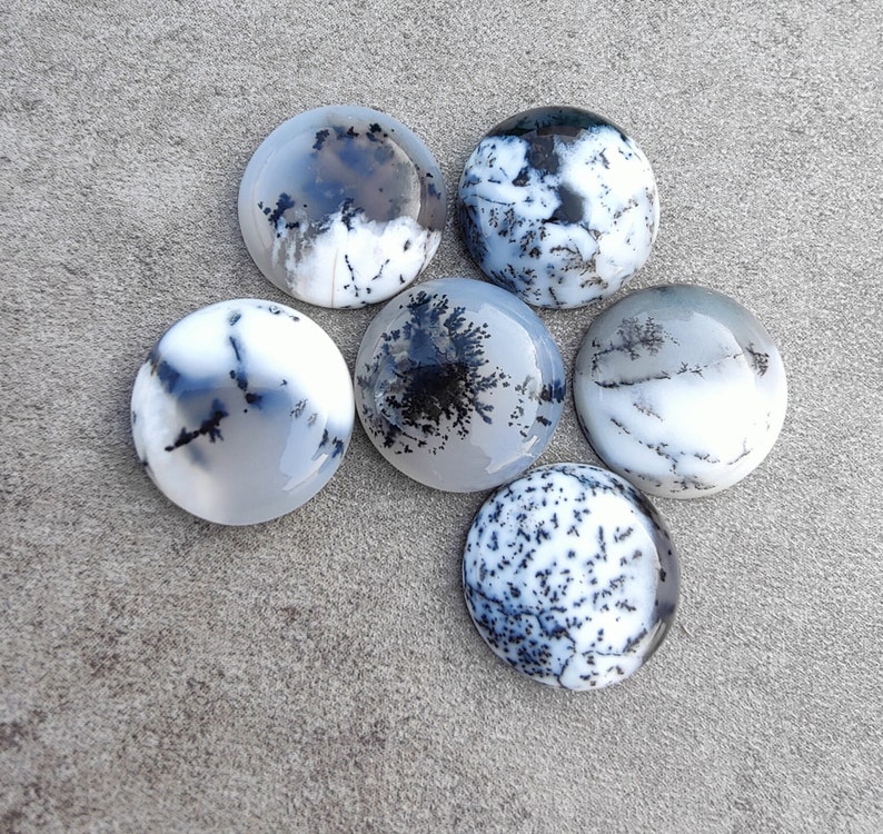 AAA+ Dendritic Agate Cabochon: Round Flat Back Calibrated Gemstones - Etsy