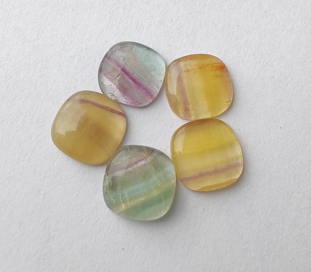 Natural Fluorite Cabochon: Square Cushion Gemstone Calibrated Gemstone ...