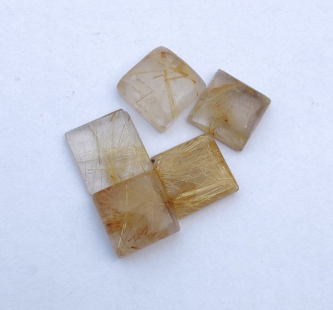 Natural Golden Rutile Square Cushion Shape Cabochon Flat Back AAA+ ...