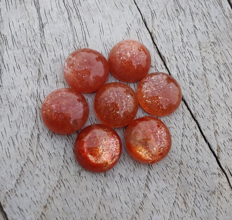 Natural Sunstone Cabochon: Round Shape Flat Back AAA+ Calibrated ...