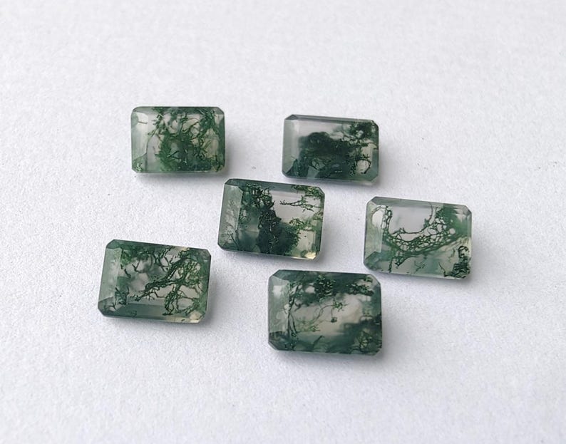 AAA Moss Agate : Octagon Faceted Cut, Calibrated Gemstones - Etsy