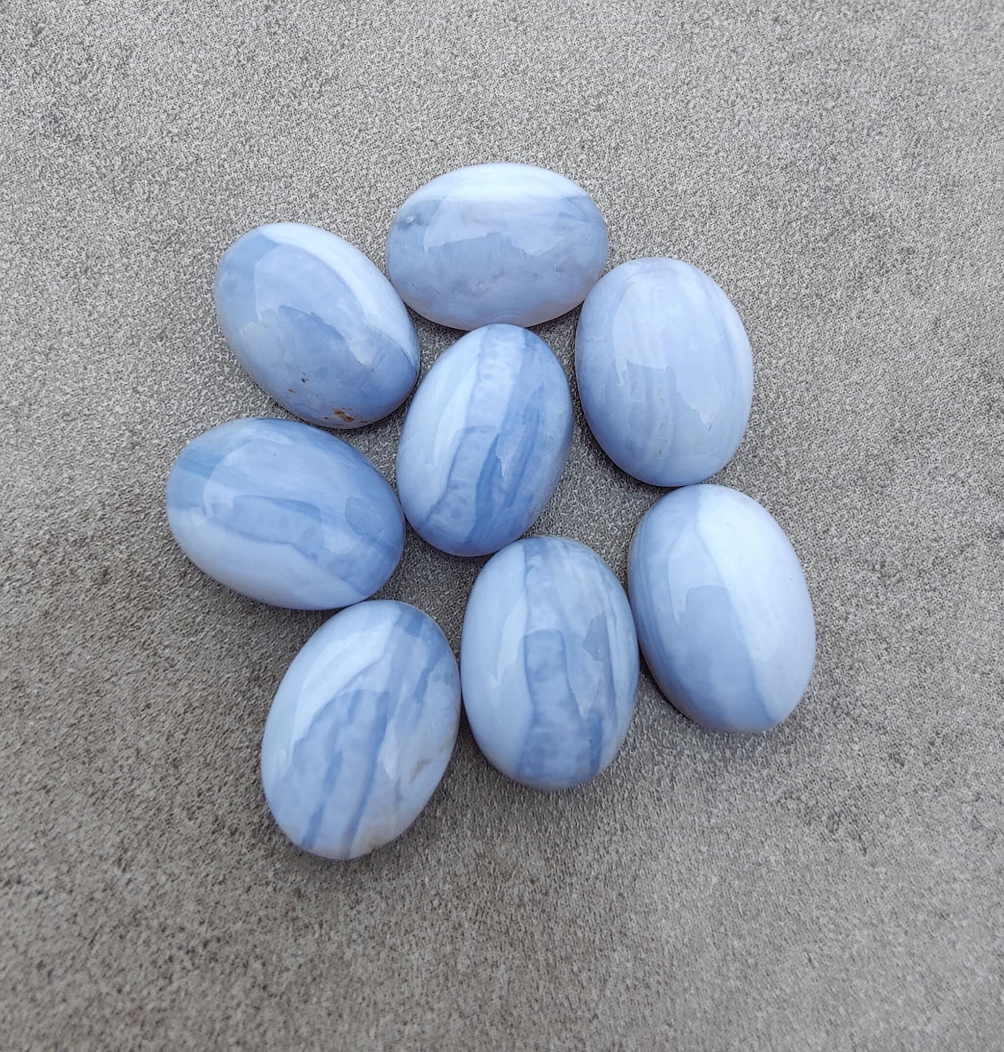 Natural Blue Lace Agate Oval Shape Cabochon Flat Back AAA Quality ...