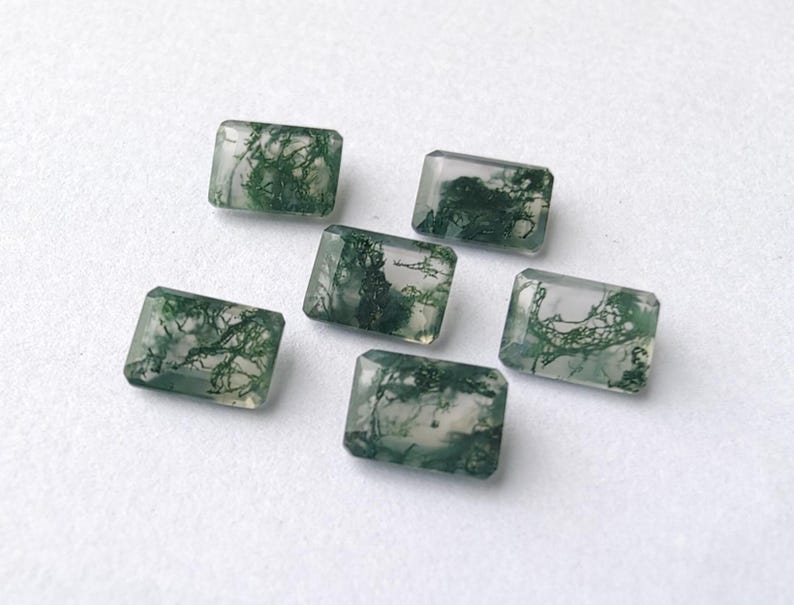 AAA Moss Agate : Octagon Faceted Cut, Calibrated Gemstones - Etsy