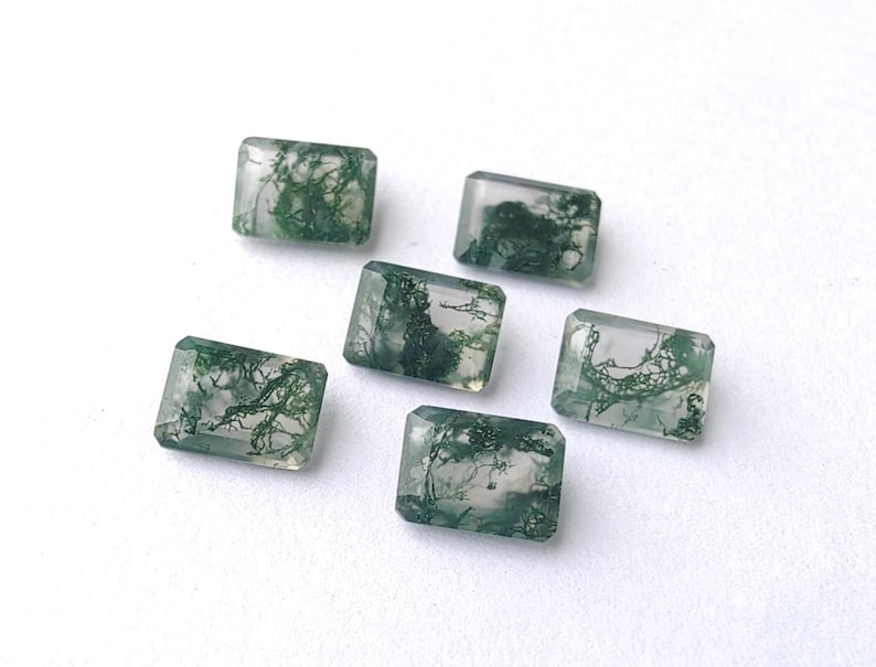AAA Moss Agate : Octagon Faceted Cut, Calibrated Gemstones - Etsy