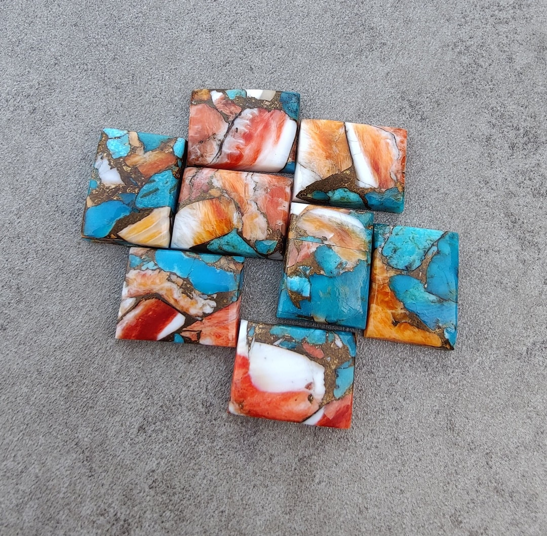 Natural Spiny Oyster Turquoise Rectangle Shape Cabochon AAA+ Quality ...