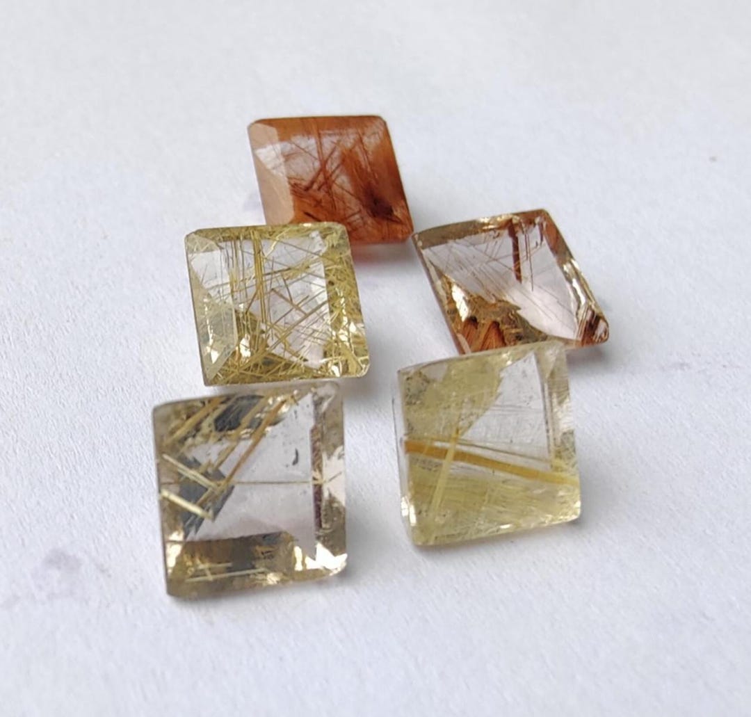 AAA Golden Rutile Gemstone: Square Shape Faceted Cut Calibrated ...