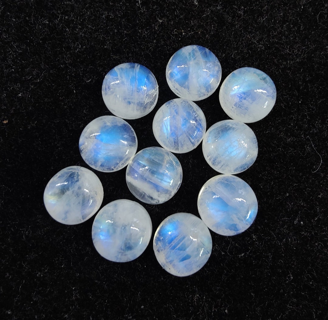 Natural Rainbow Moonstone Cabochon: AAA+ Round Calibrated Gemstones - Etsy