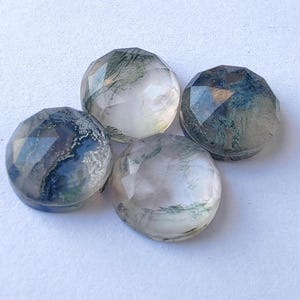 Natural Moss Agate Gemstone: Round Shape Rose Cut Doublet Calibrated ...