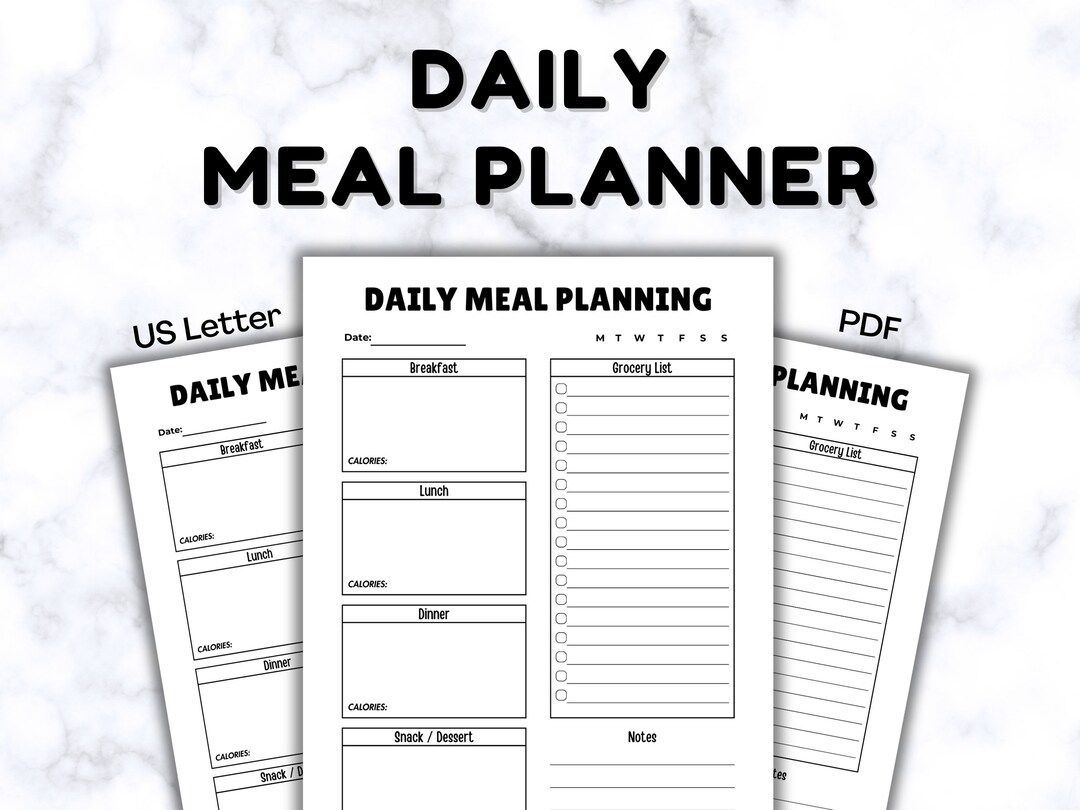 Printable Daily Meal Planner Template PDF, Digital Meal Planner Sheet ...