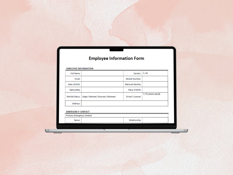 Employee Information Form Template, Printable New Hire Employment ...