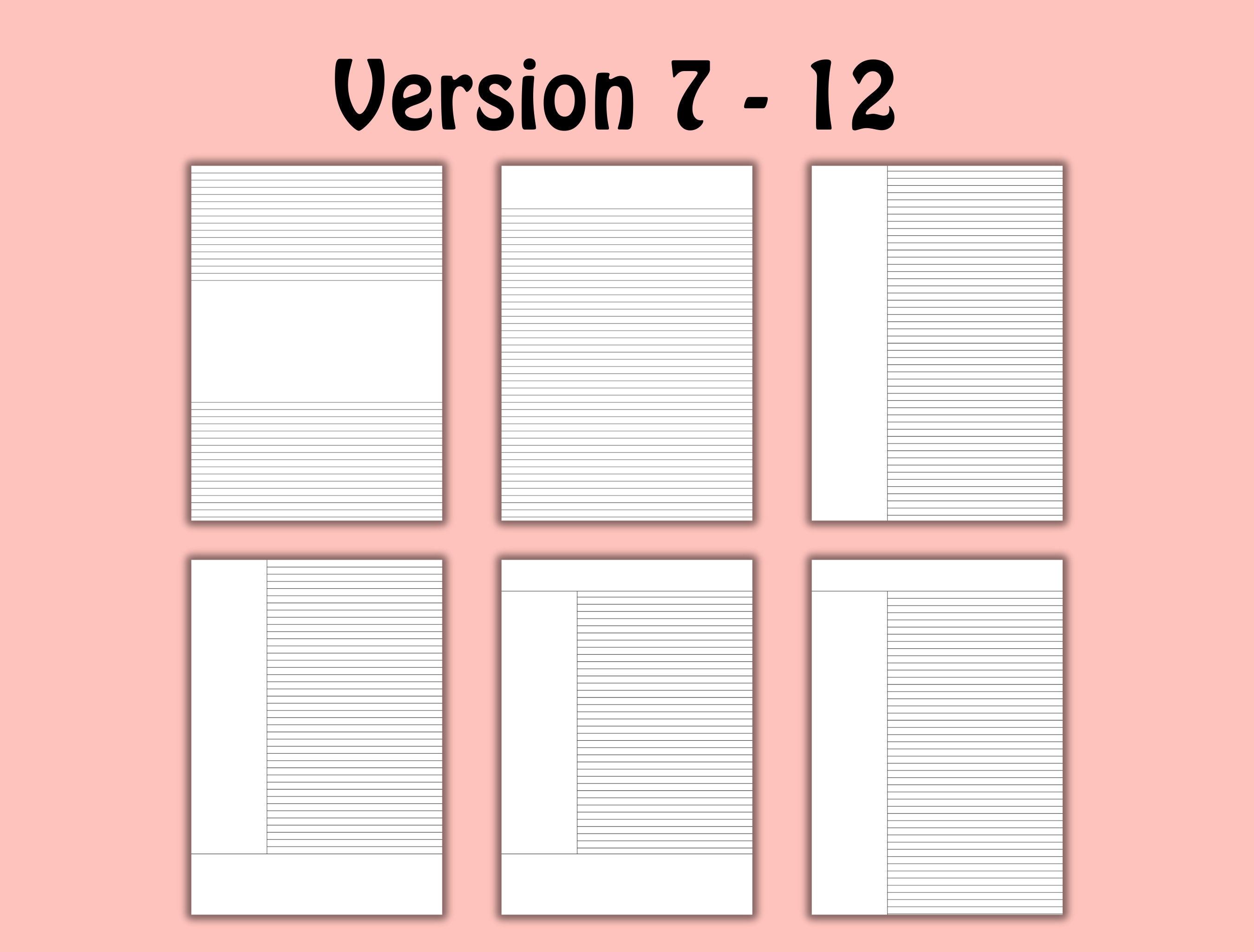 Printable 6mm Coloured Ruled Lined Paper Pack PDF Template, A4 A5 US ...