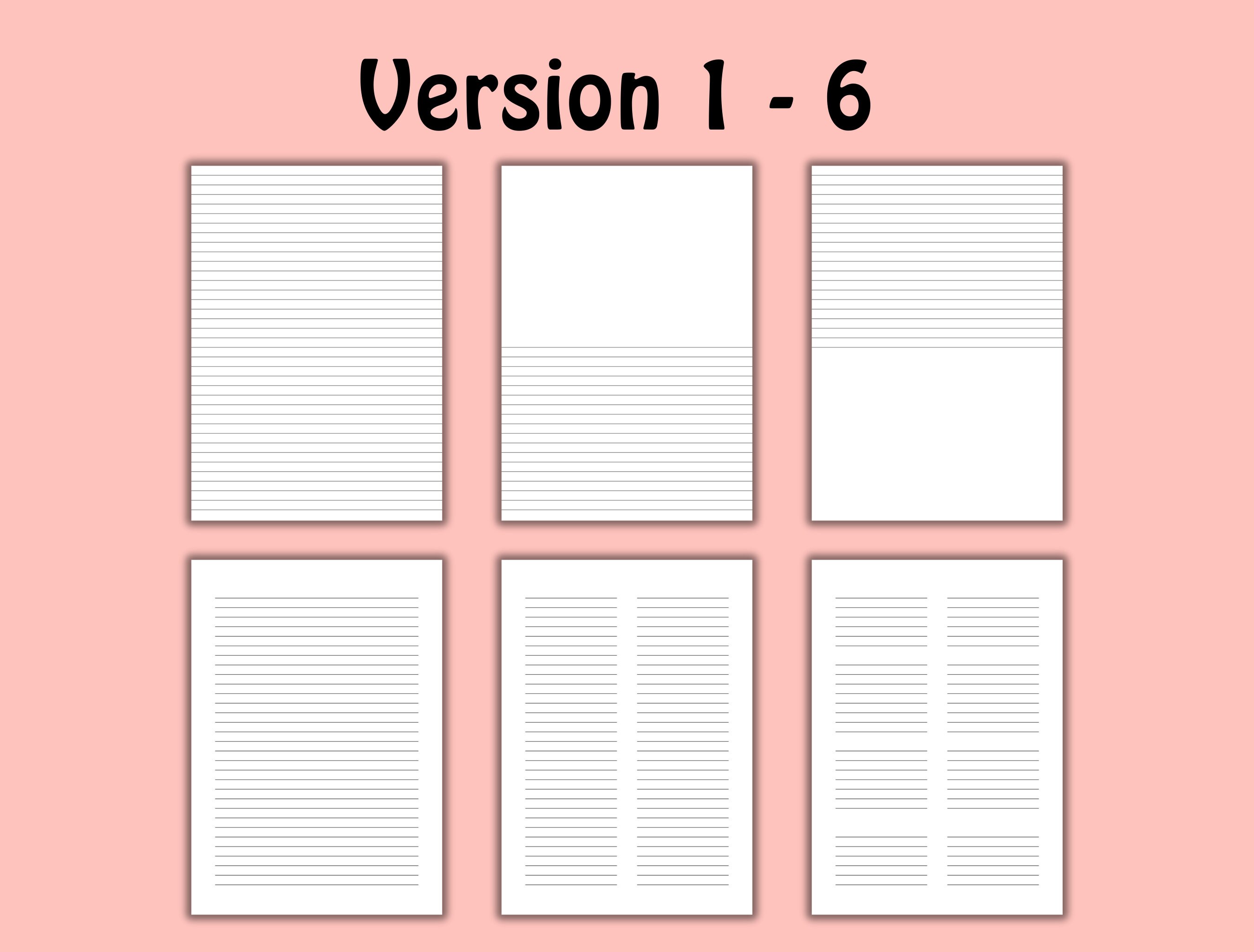 Printable 8mm Coloured Ruled Lined Paper Pack PDF Template, A4 A5 US ...