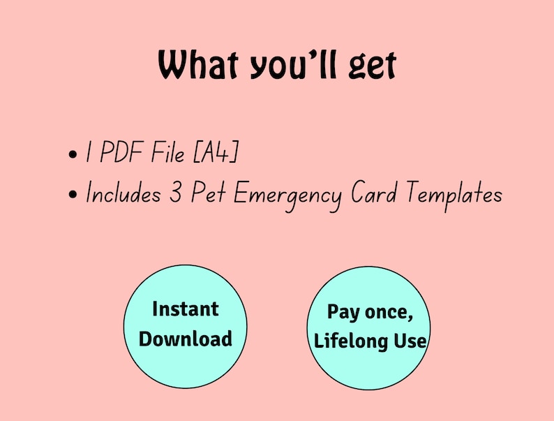 Printable Pet Emergency Contact Card Template, Wallet Size Pet and ...