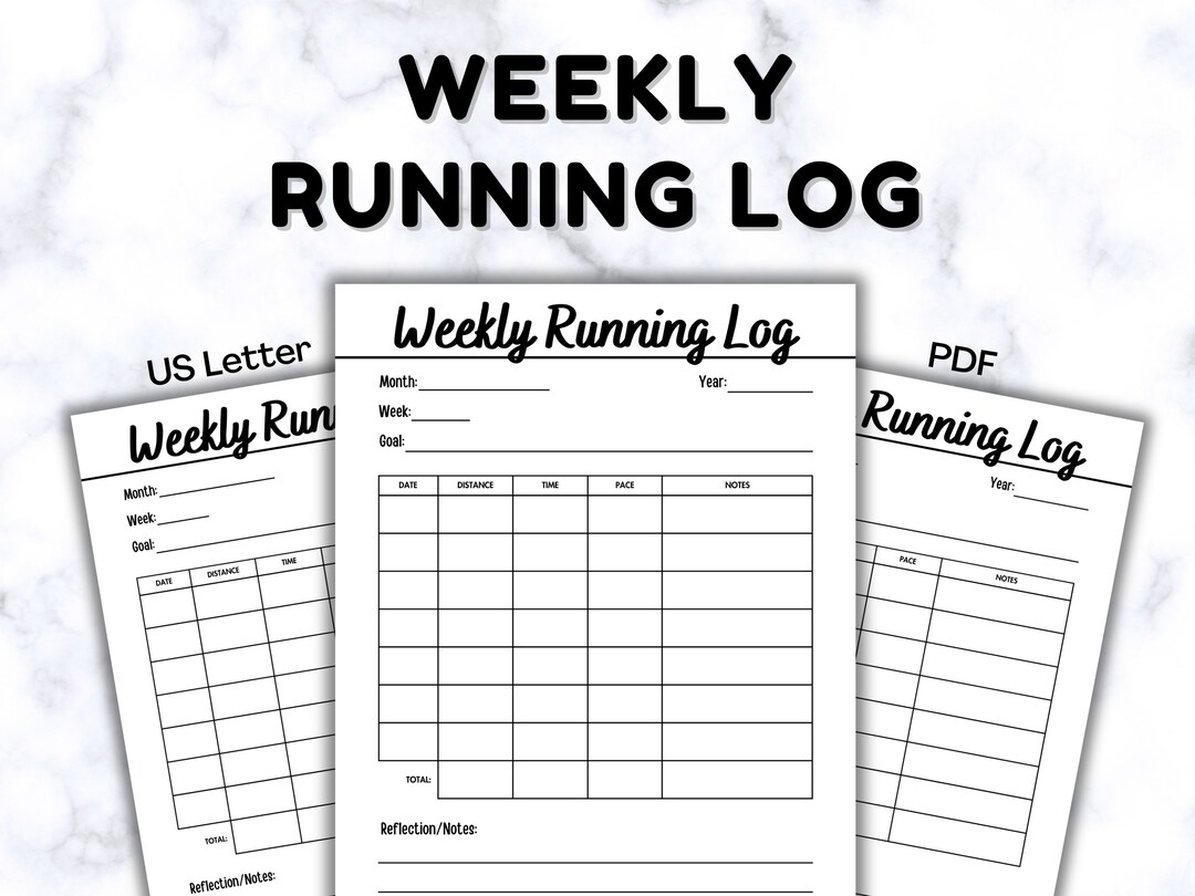 Printable Weekly Running Log Template, Digital Weekly Running Tracker ...