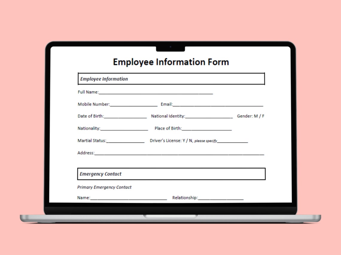 New Employee Information Form Template | New Hire Employment ...