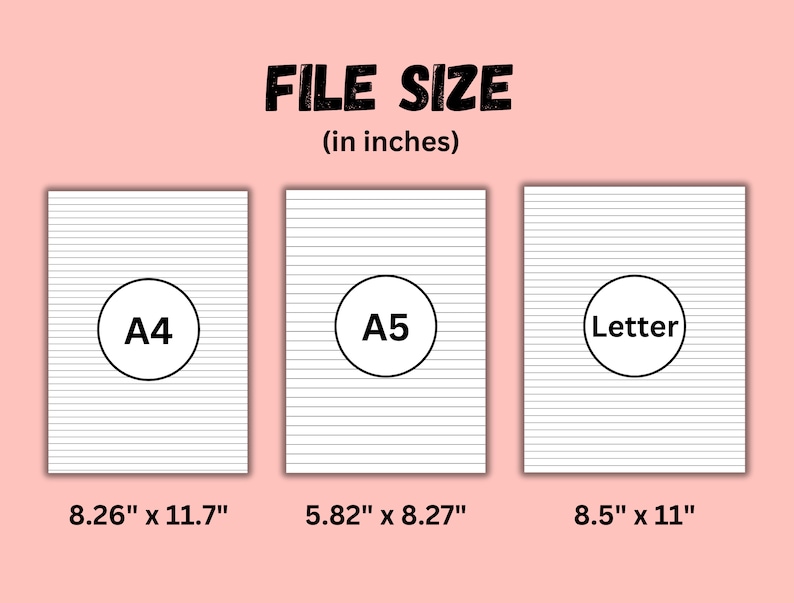 Printable Ruled Lined Paper Template PDF Bundle, 4mm 5mm 6mm 7mm 8mm ...