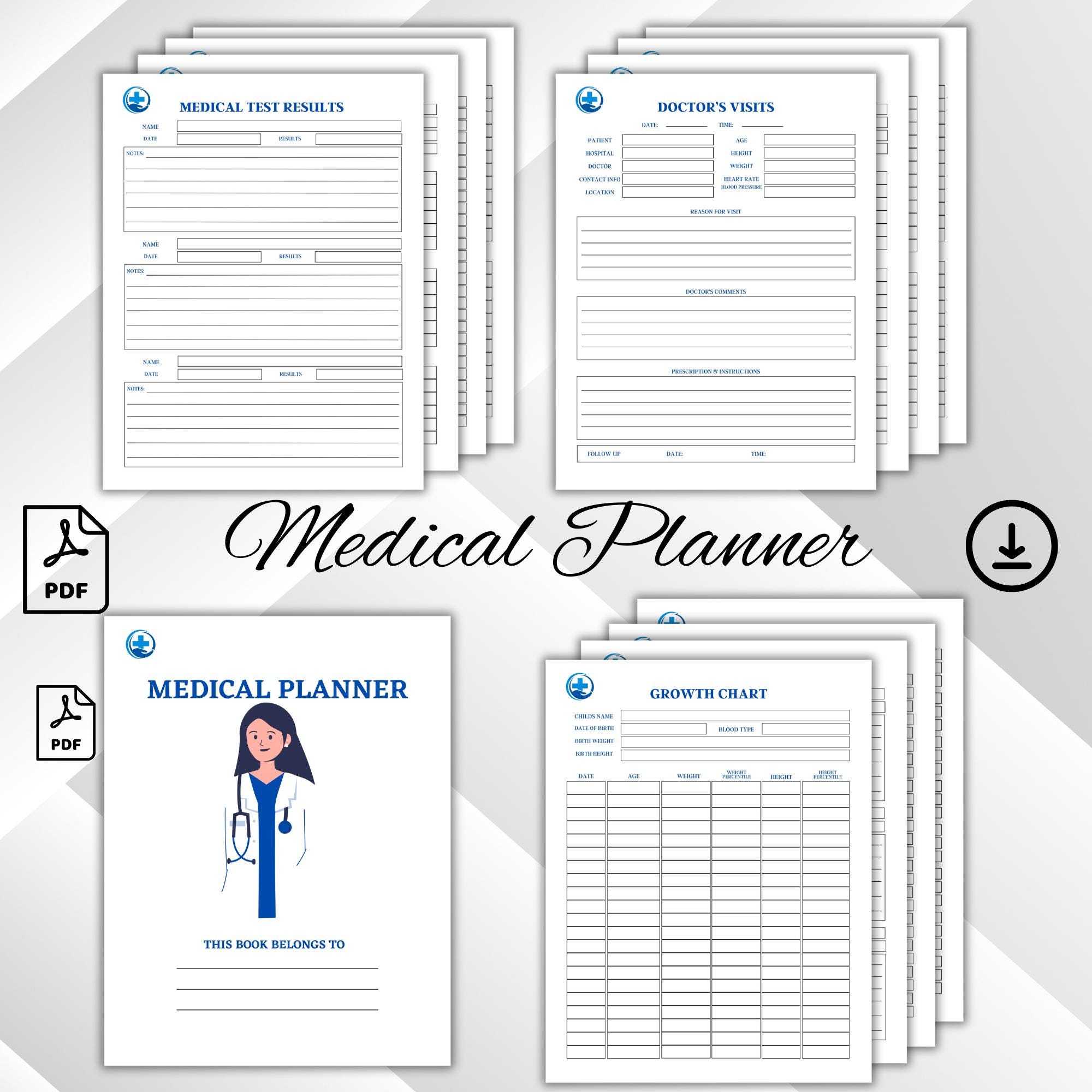 Medical Planner PRINTABLE DIGITAL Files for Medical Emergency Binder ...