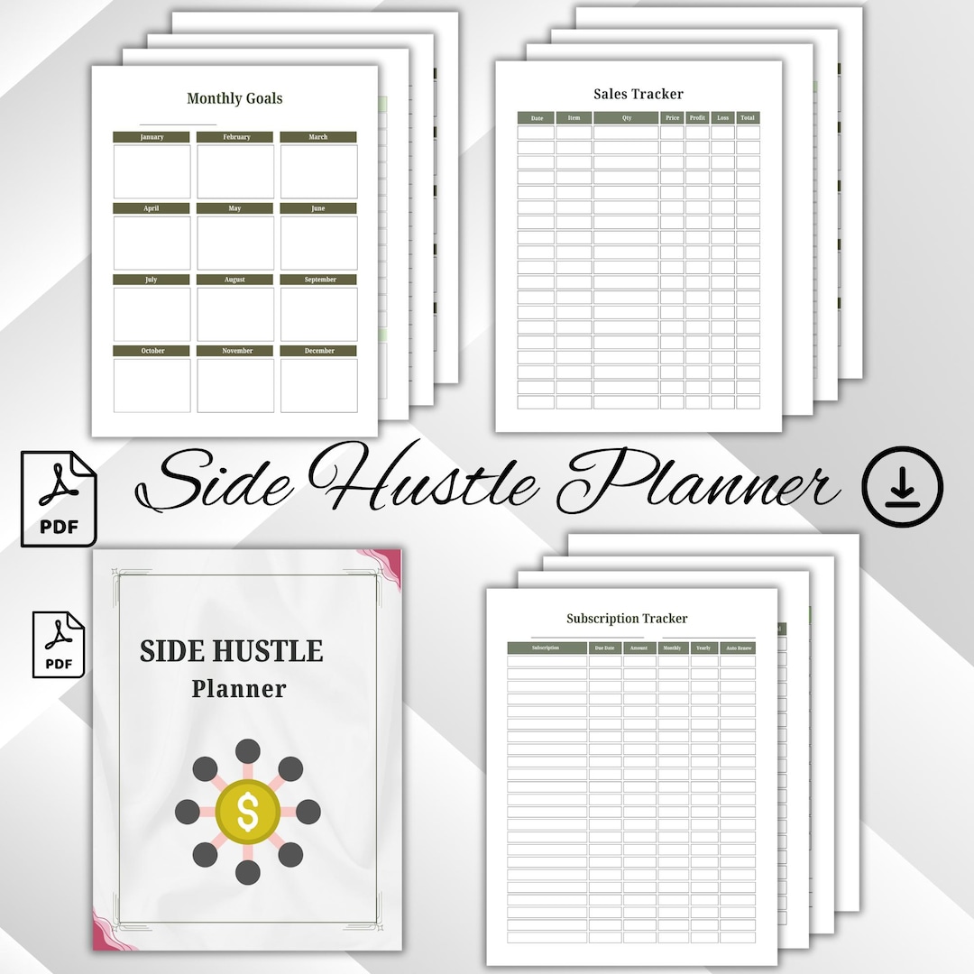 Editable Side Hustle Planner Printable PDF Side Hustle Jobs Ideas Side ...
