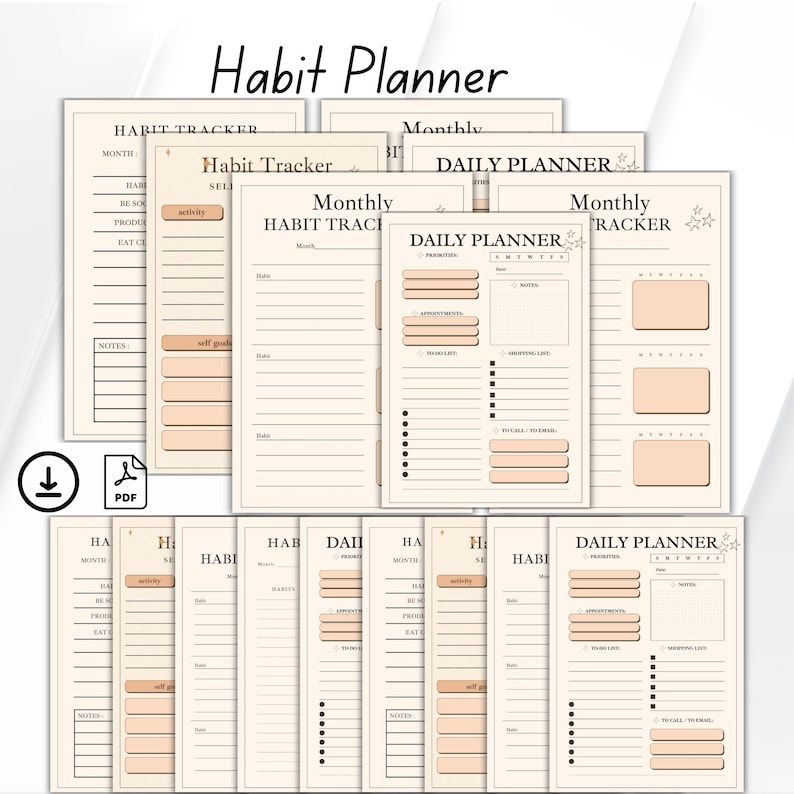 Monthly Habit Tracker Printable Landscape, Habit Tracker Template ...