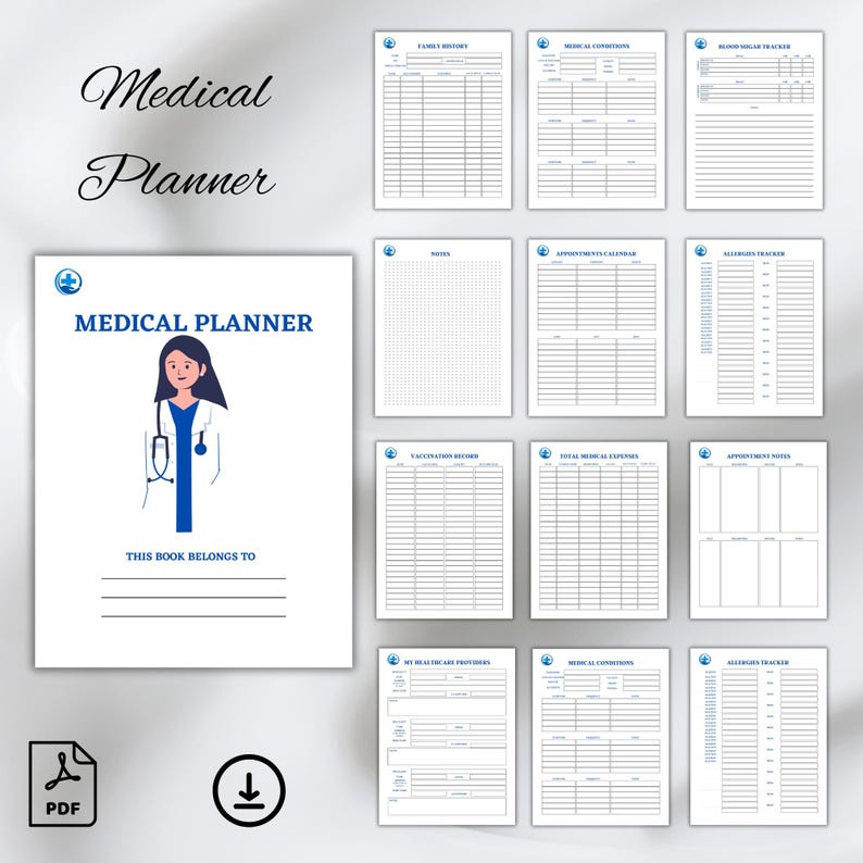 Medical Planner PRINTABLE DIGITAL Files for Medical Emergency Binder ...