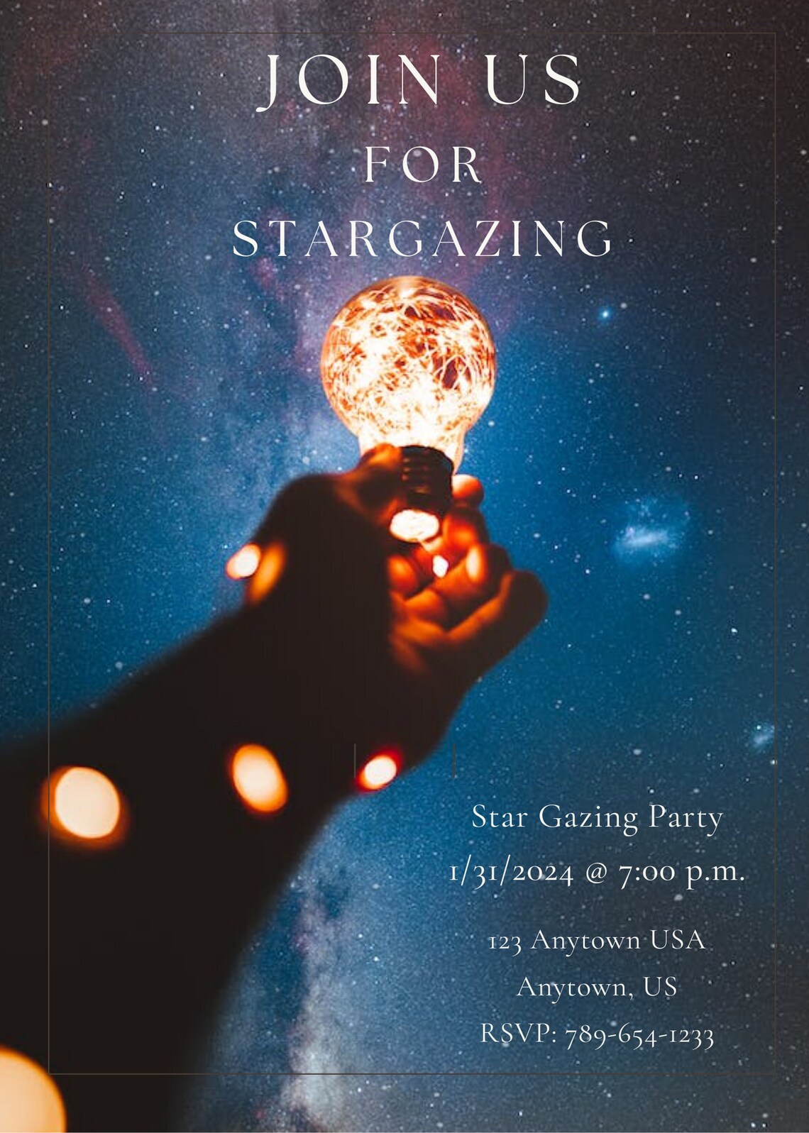 Star Gazing Invitation Editable Canva Link Wedding Party - Etsy