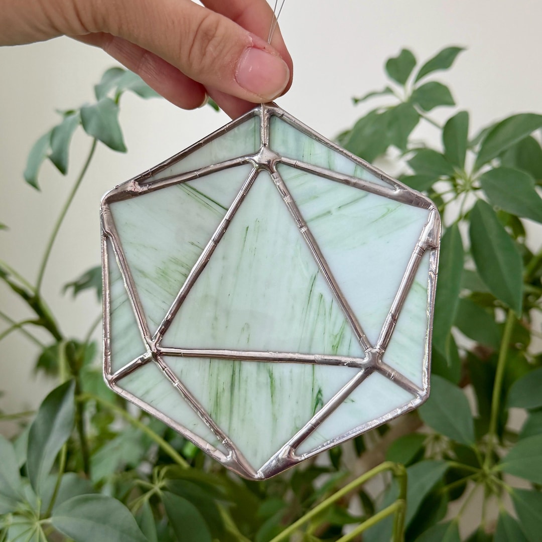 Stained Glass D20 Dice - Green and White Streaky - Etsy