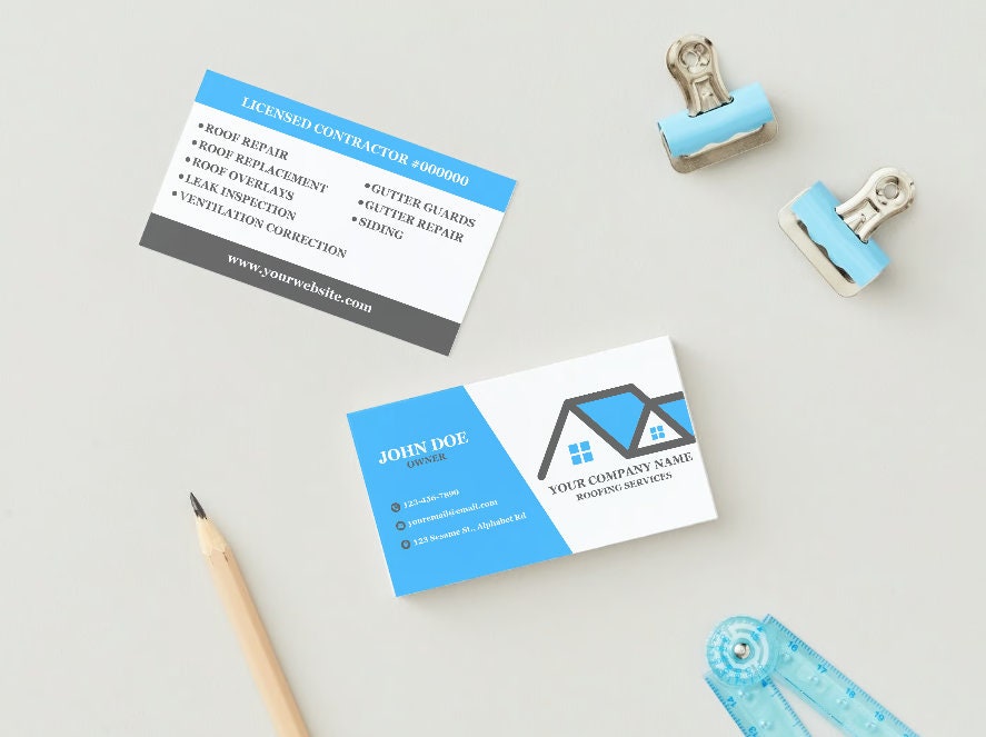 Roofing Business Card, Editable Business Card, Business Card Template ...