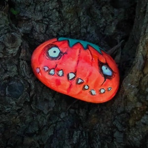Halloween Pumpkin Pebble Stone - Etsy