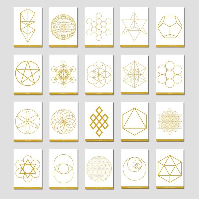 20 Gold Sacred Geometry Crystal Grids: Healing & Manifestation (PDF ...