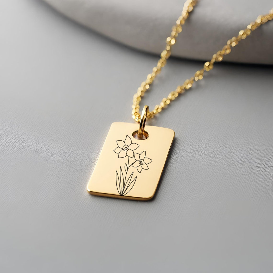 Customised Birth Flower Necklace Custom Name Necklace Gift - Etsy
