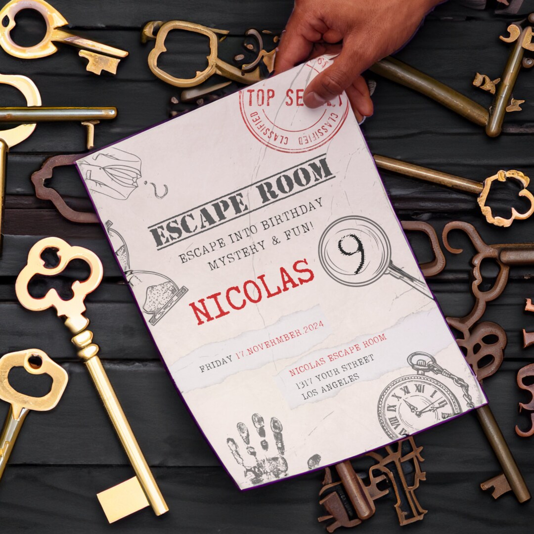 Escape Room Birthday Invitation Editable Escape Room Invitation Mystery ...