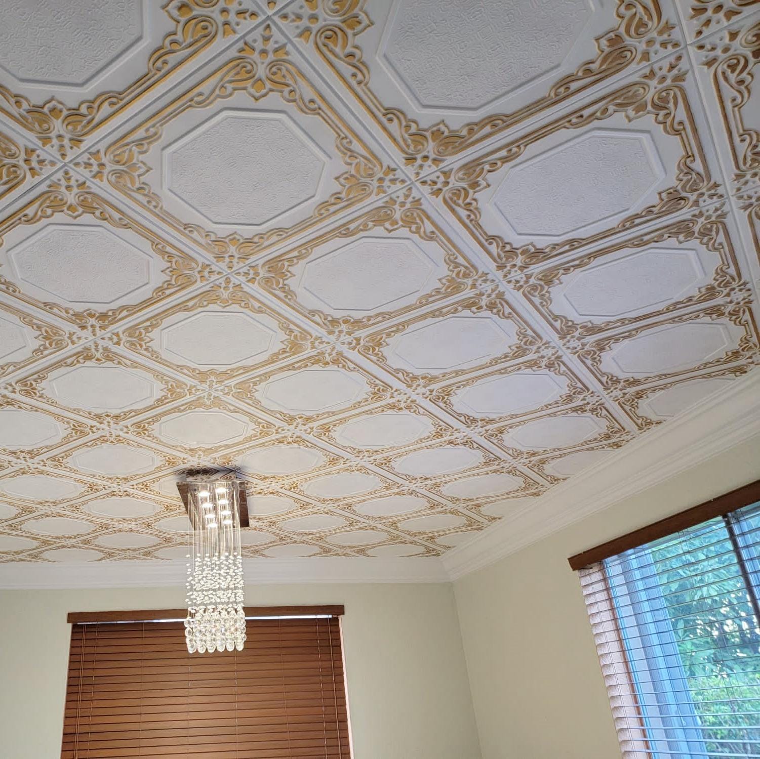 Ceiling Tile, Styrofoam, Glue Up, 20x20 - R32 Floral Haven - Pre ...